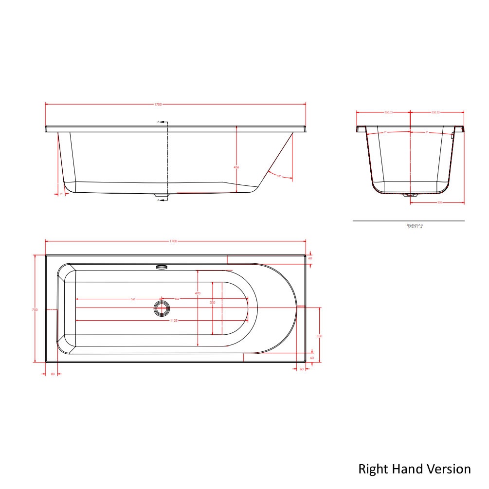 Eastbrook Beaufort Biscay 1700 x 700mm Shower Bath | Sanctuary Bathrooms