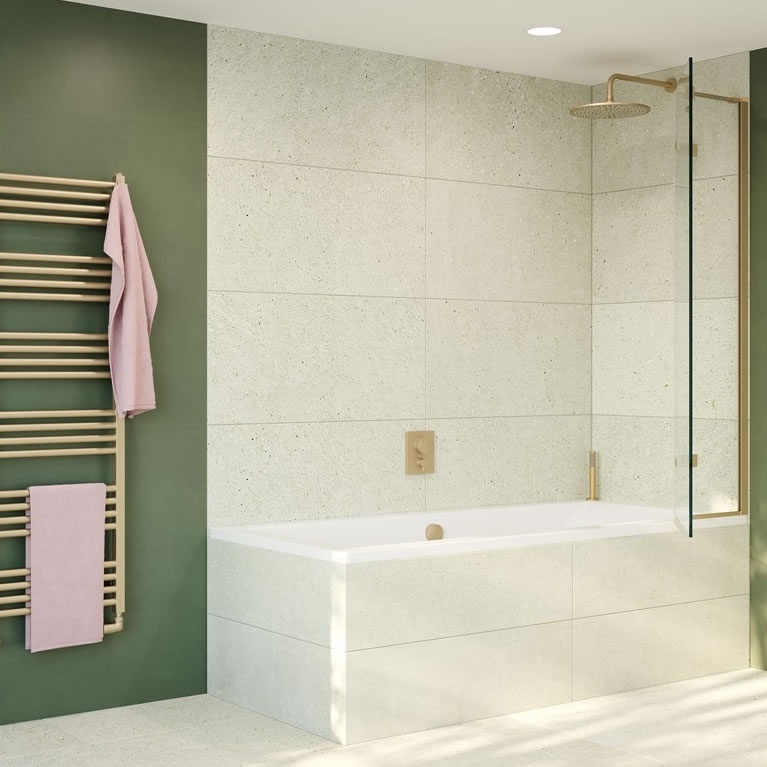 Crosswater Optix 10 Brass Bath Screen | Sanctuary Bathrooms