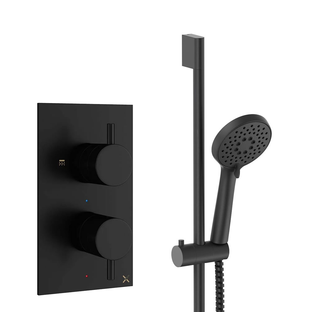 Crosswater Design Black 1-Way Slide Rail Shower | Sanctuary