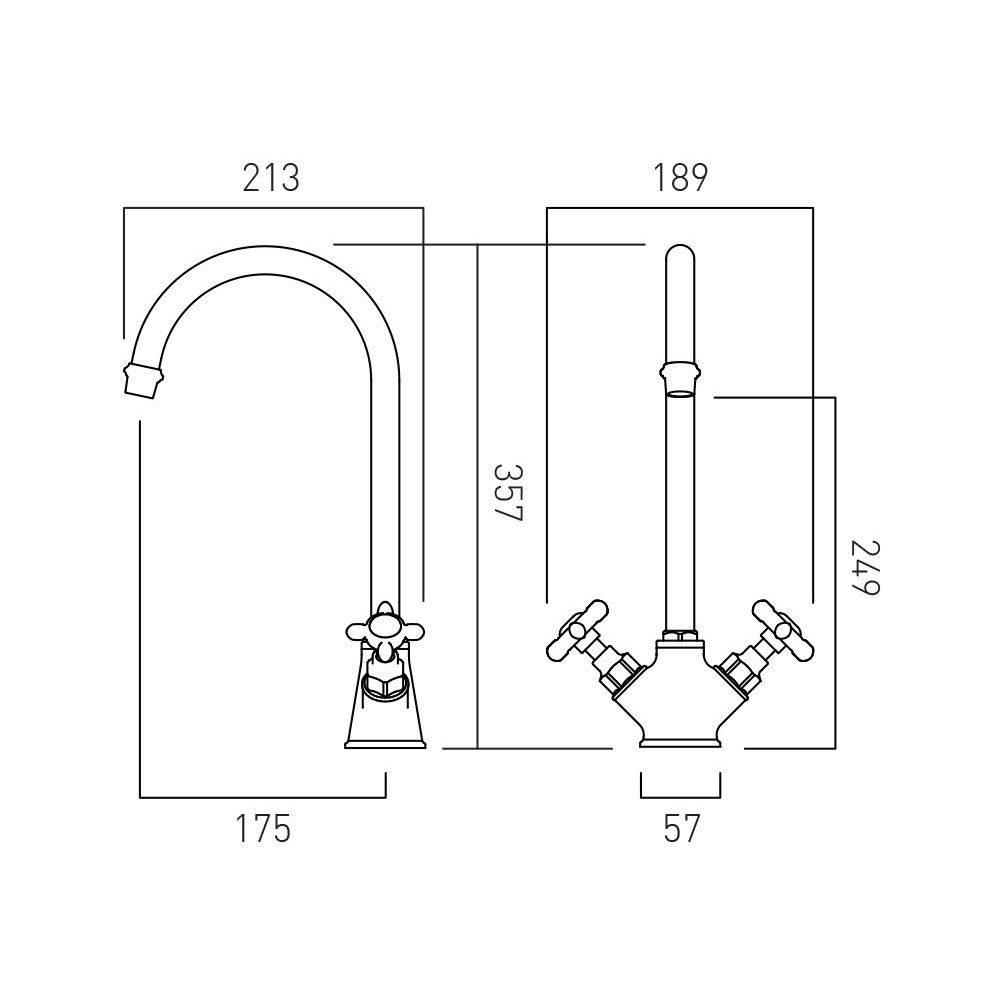 Booth & Co. Axbridge Cross Nickel Kitchen Mixer | Sanctuary Bathrooms