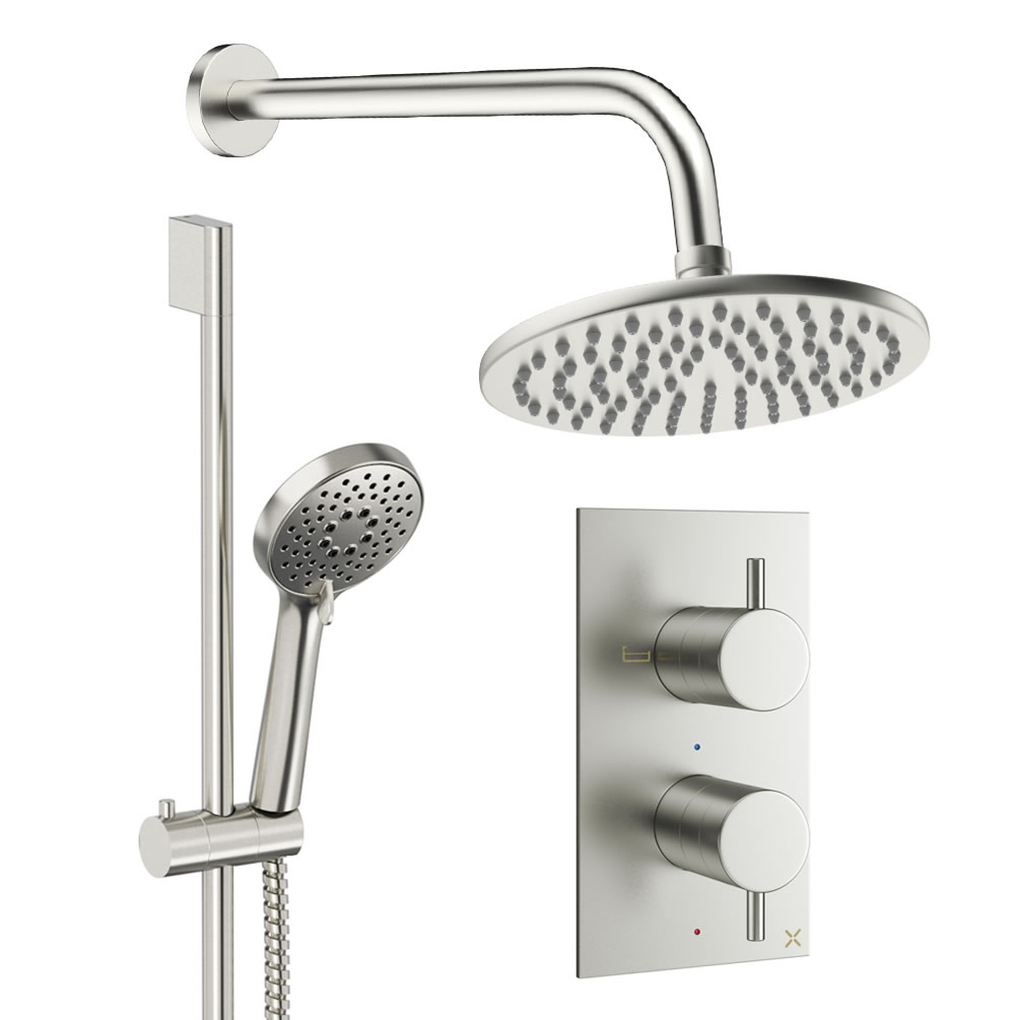 Crosswater Design Nickel 2-Way Side Rail Shower | Sanctuary