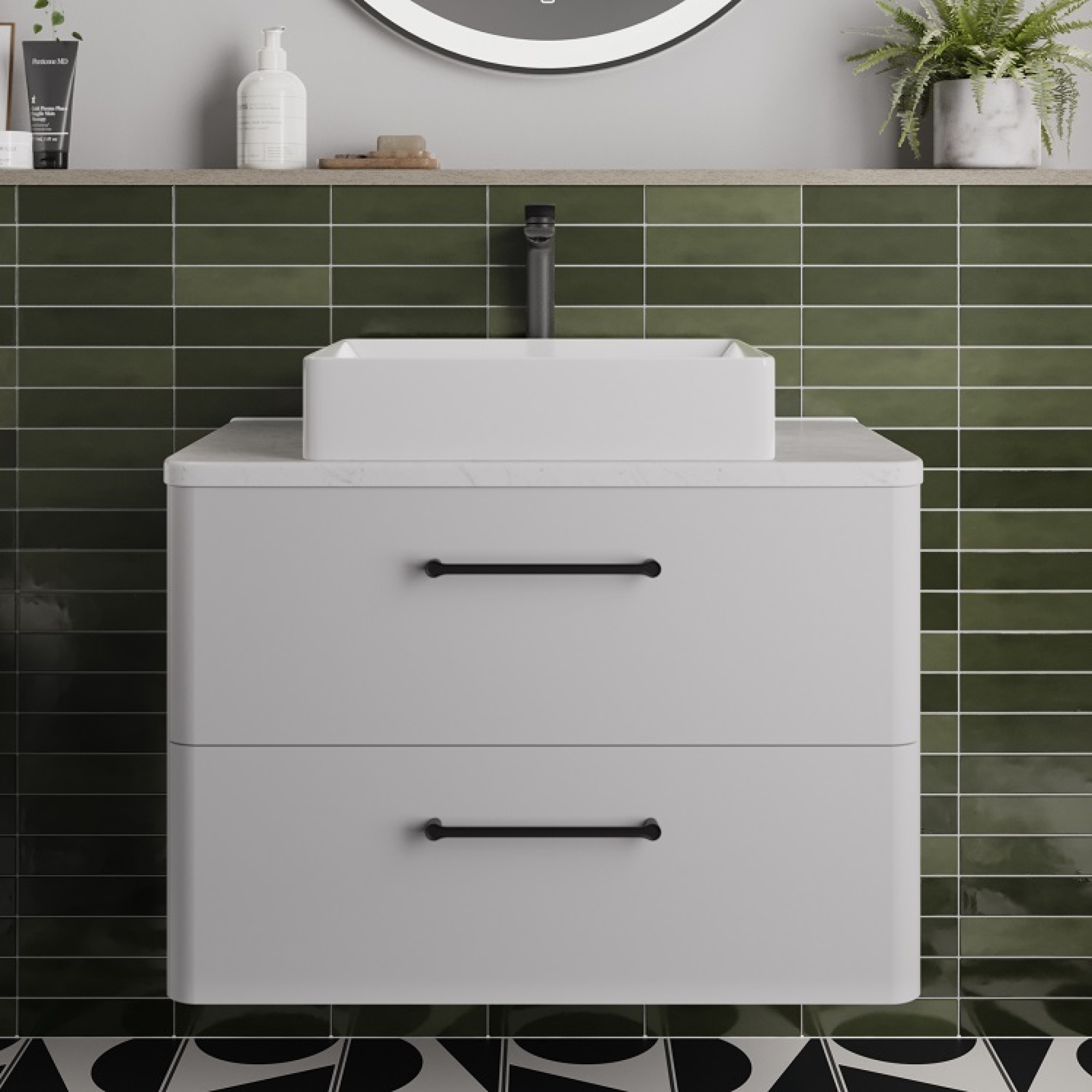 Britton Camberwell White Wall Vanity & Carrara Worktop