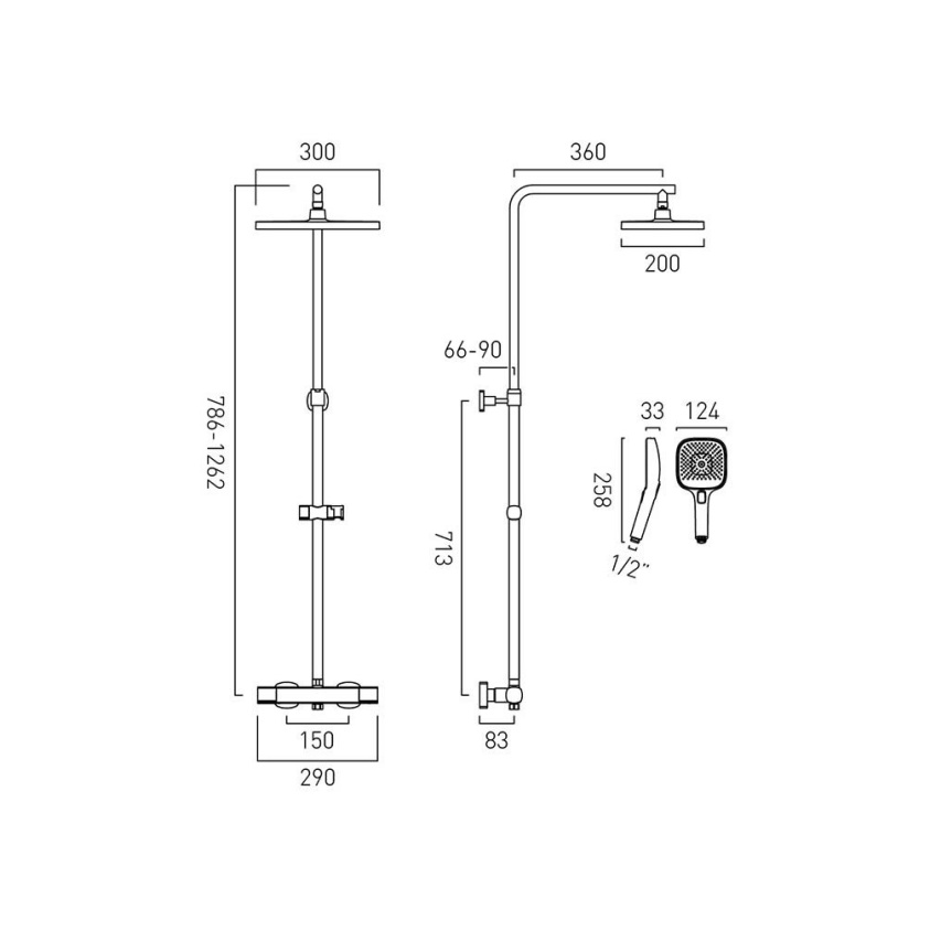 Vado Cameo Satin Brass Wall Mounted Thermostatic Exposed Shower Bar ...