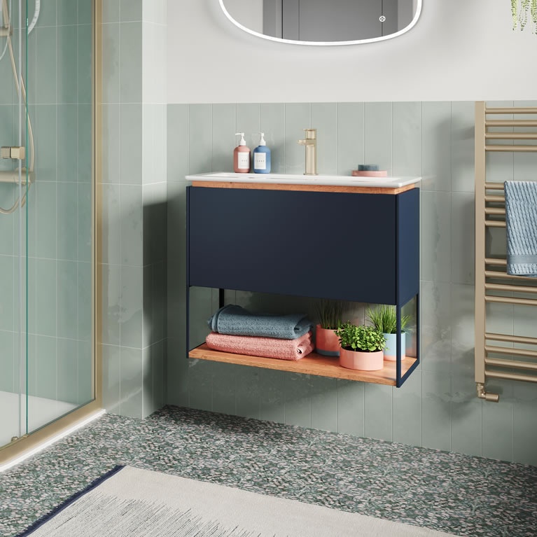 Crosswater Mada 700 Blue Wall-Hung Basin Unit | Sanctuary Bathroom