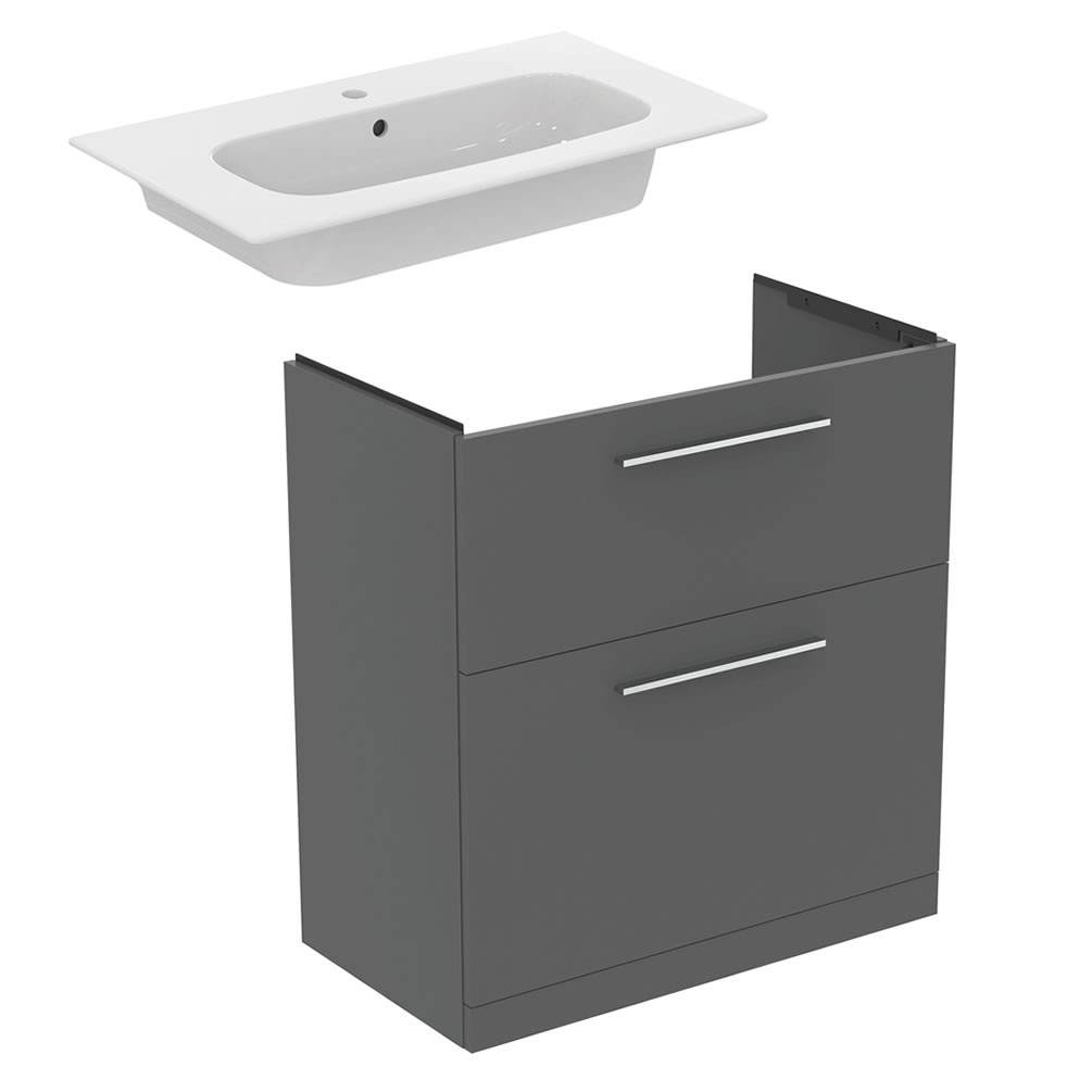 Ideal Standard i.life A 800mm Quartz Grey Basin Unit | Sanctuary Bathrooms