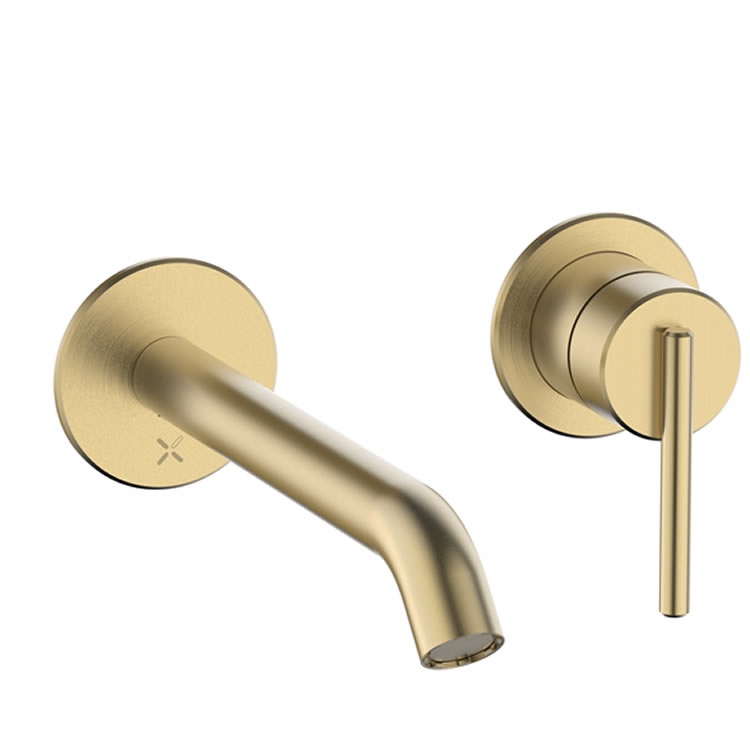 Crosswater 3ONE6 Lever Brushed Brass Wall Mounted Basin 2 Hole Set ...