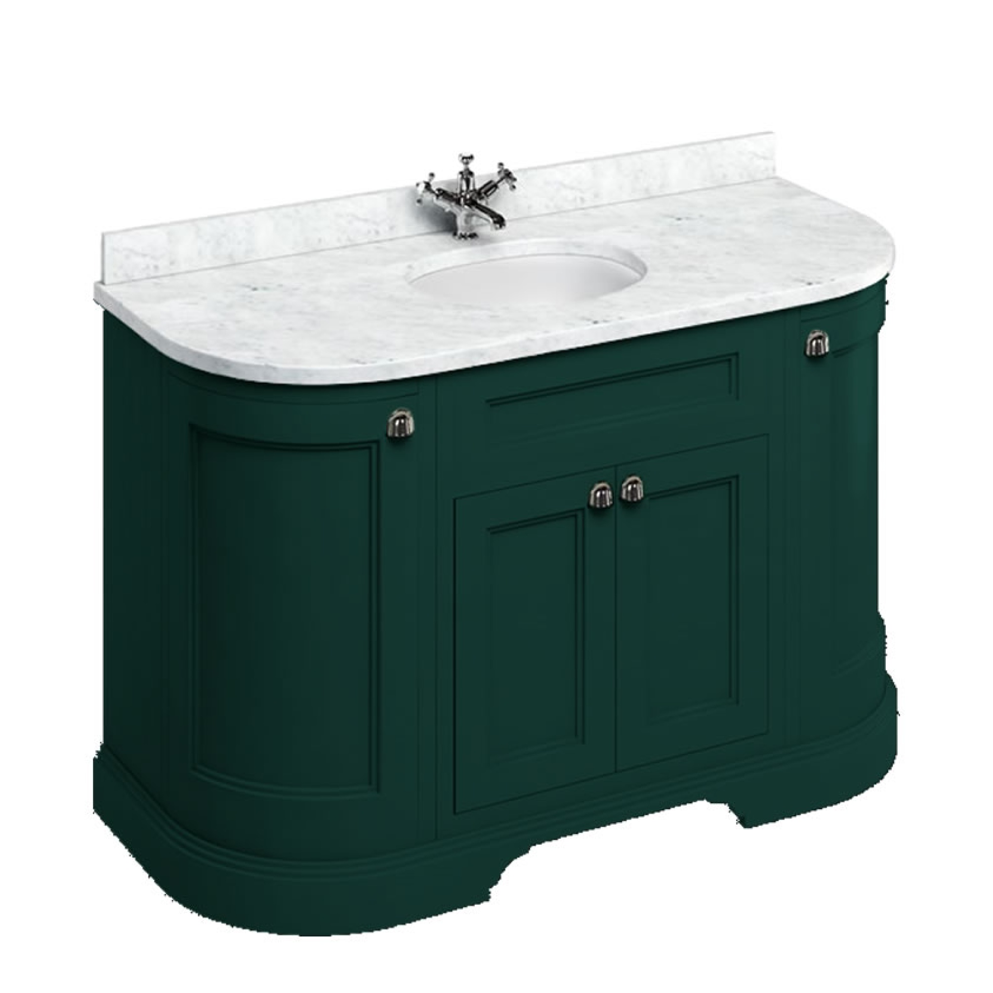 Burlington Minerva 1340 Curved Worktop & Green Unit Doors