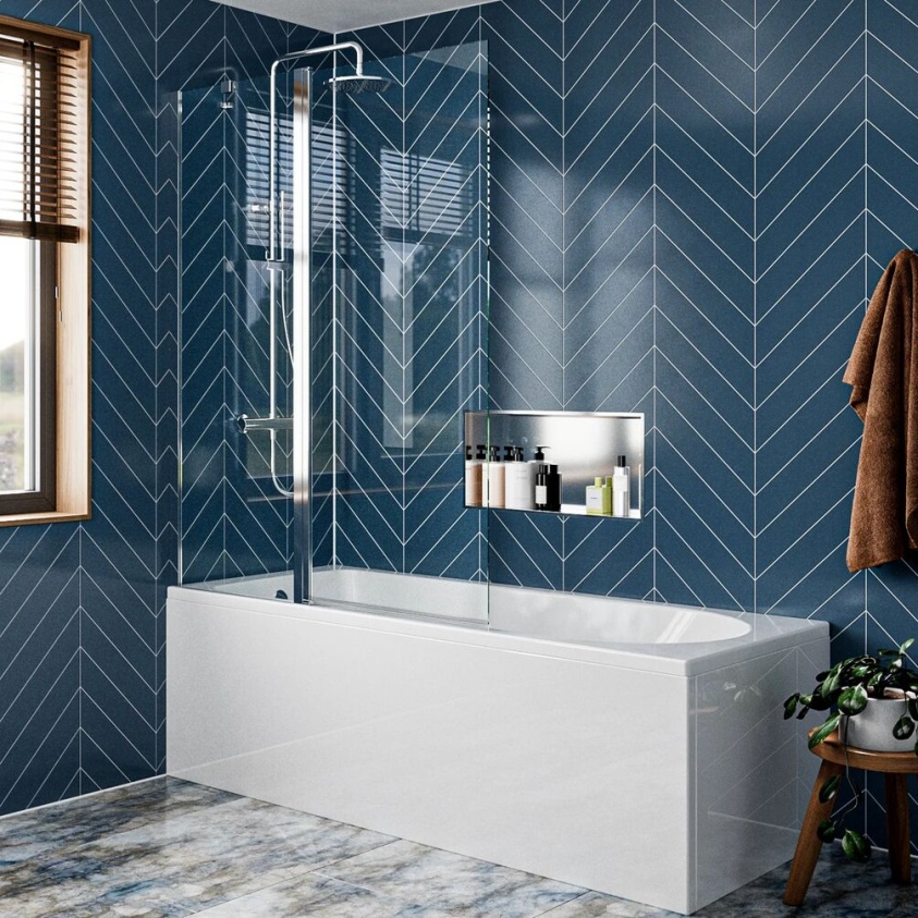 Crosswater Clear 6 Silver 2 Panel Bath Screen | Sanctuary