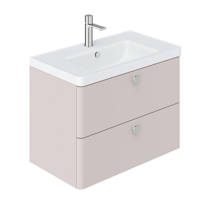 Vado Cameo 800mm Pink Clay Wall Hung 2 Drawer Vanity Unit & Basin ...