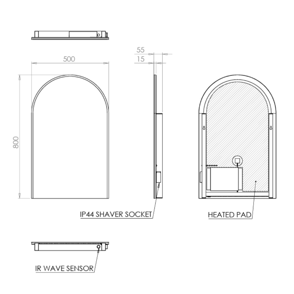 hib. Alba Arch 500mm x 800mm LED Mirror | Sanctuary
