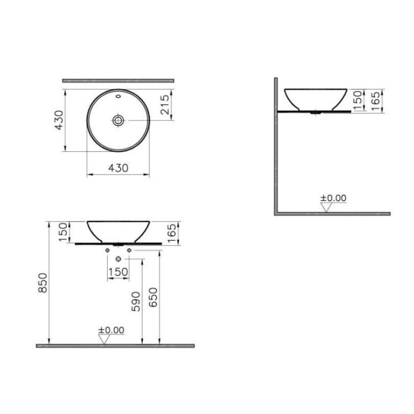 VitrA 43cm Options Countertop Basin | Sanctuary Bathrooms