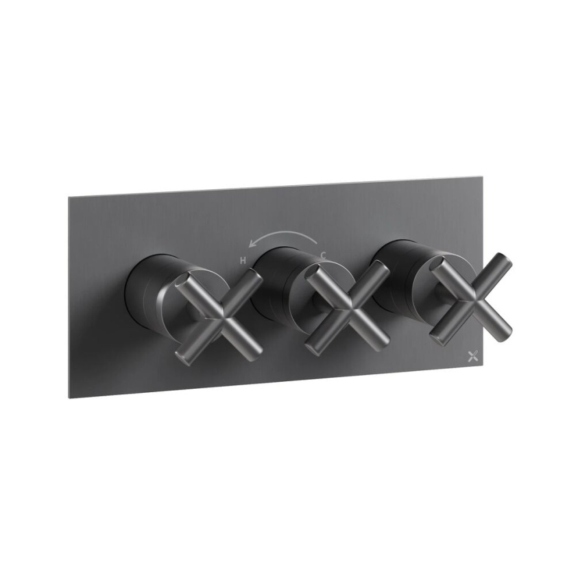 Crosswater MPRO Crosshead Slate Landscape 2 Outlet 3 Handle Shower Valve