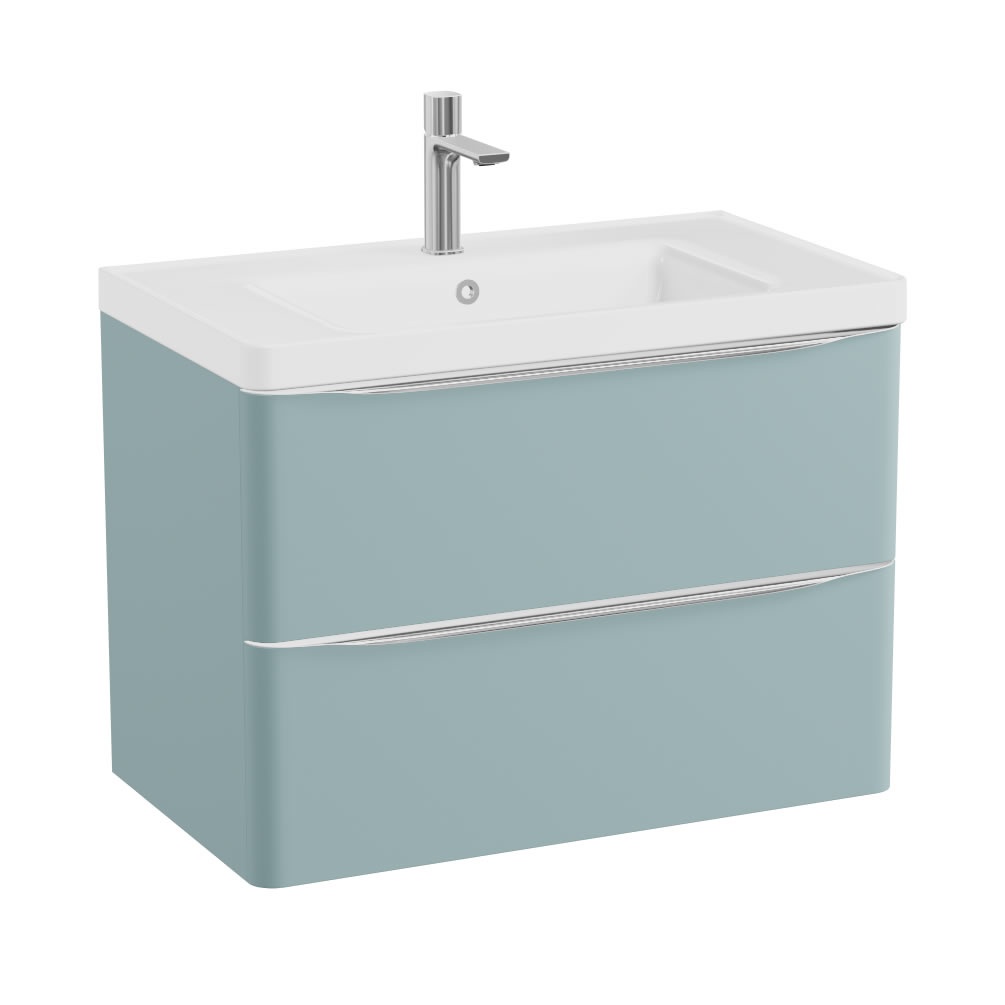 Vado Cameo 800mm Cove Blue Wall Hung 2 Drawer Vanity Unit & Basin ...