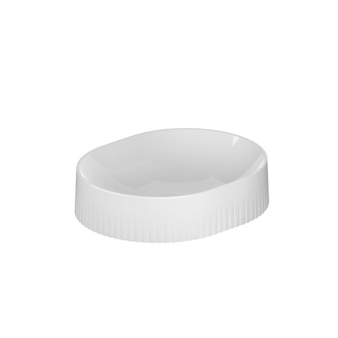 Vado Safari Fluted Gloss White Mineral Round Countertop Basin