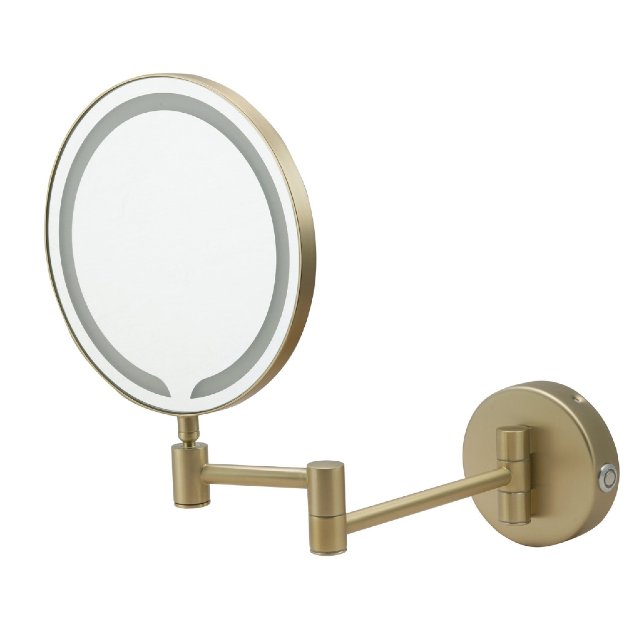 JTP Zoom Brushed Brass Round Illuminating Make Up Mirror