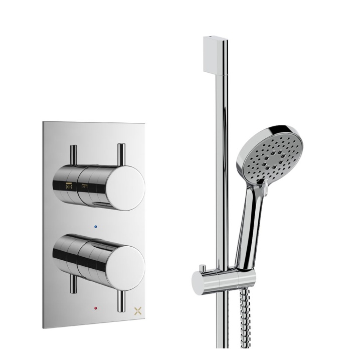 Crosswater Design Chrome 1-Way Slide Rail Shower | Sanctuary