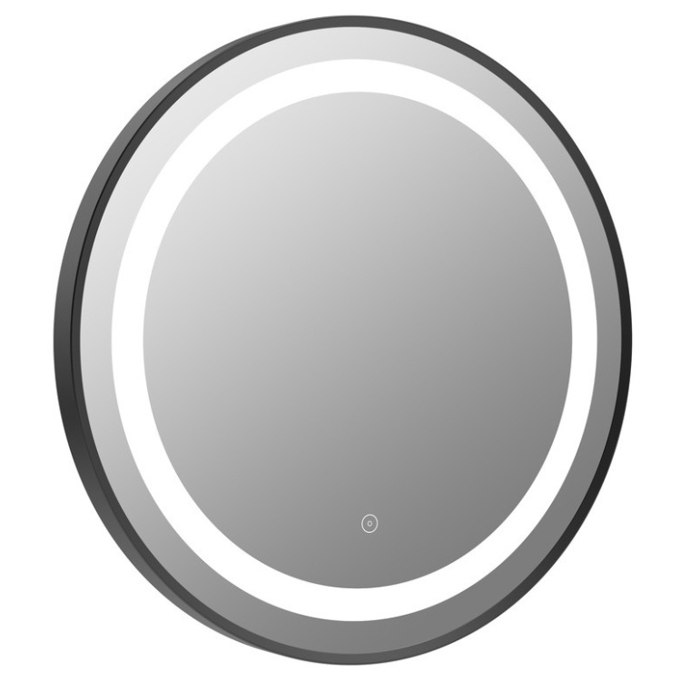 Apex Matt Black 600mm Round LED Mirror | Sanctuary Bathrooms