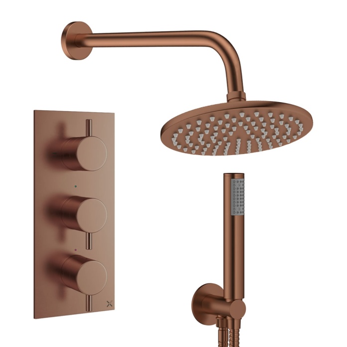 Crosswater Design Bronze 3 Handle Rainfall Shower | Sanctuary