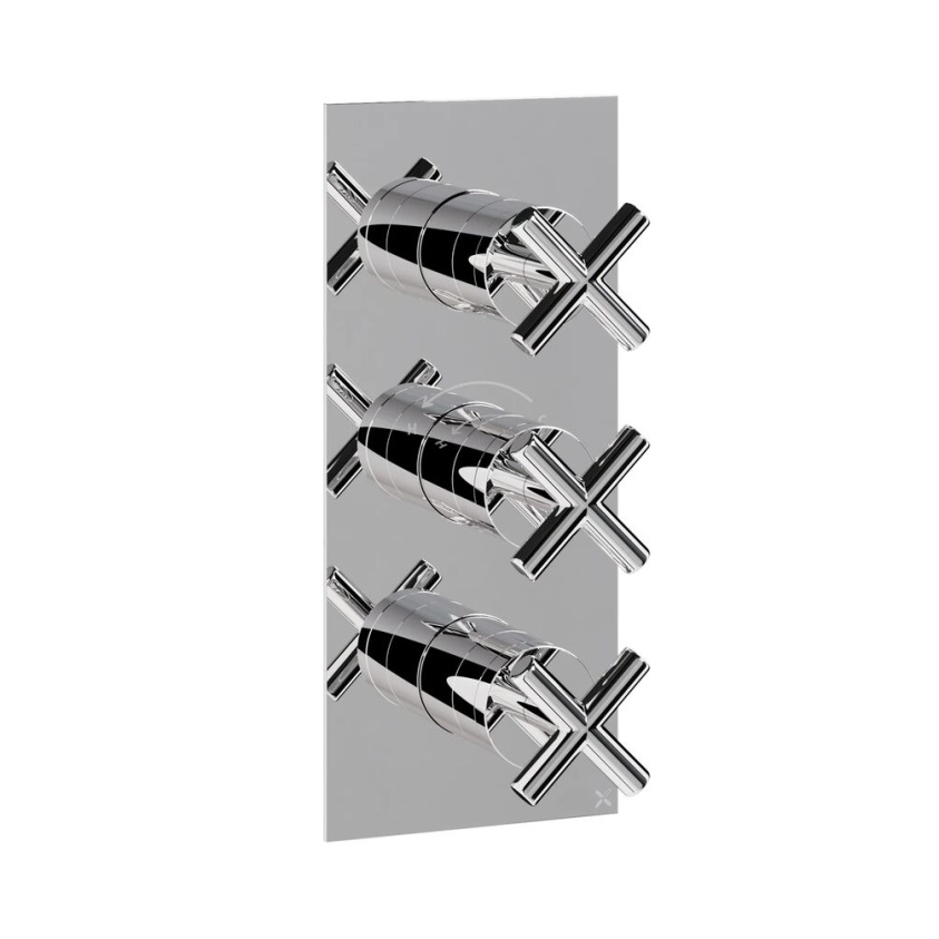 Crosswater MPRO Crosshead Chrome Thermostatic 2 Outlet 3 Handle Shower ...