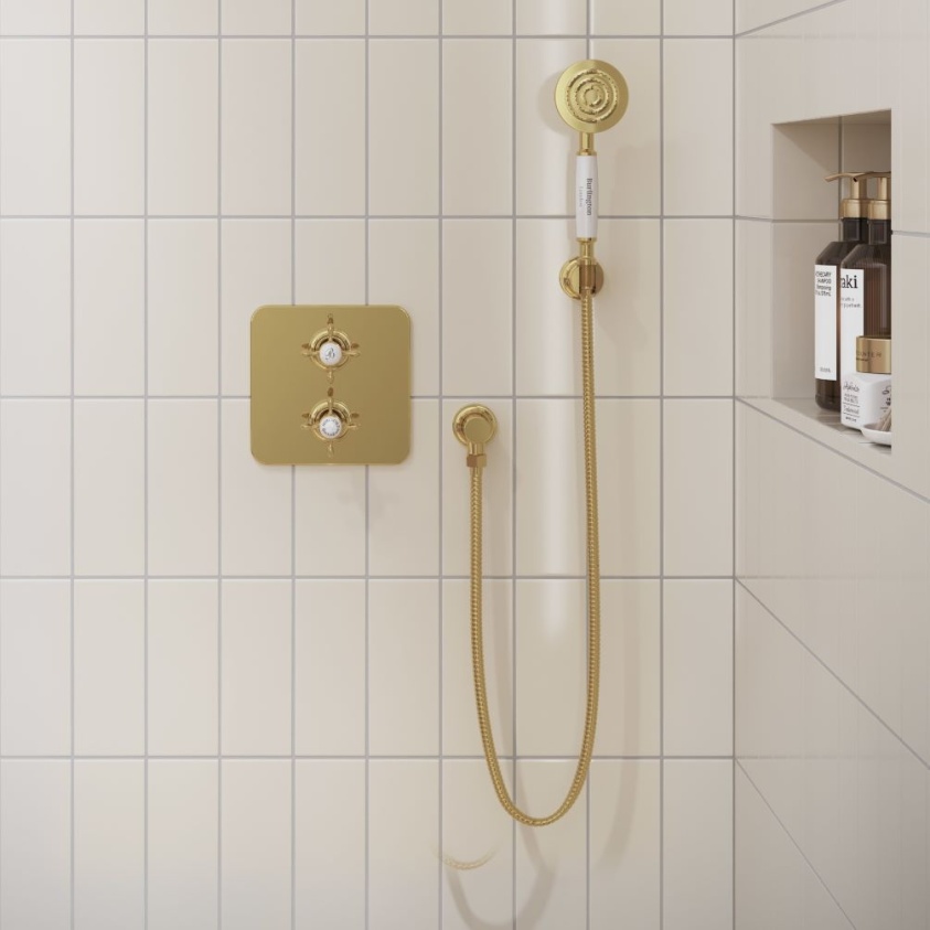 Burlington Guild Square Gold Thermostatic Dual Shower Pack
