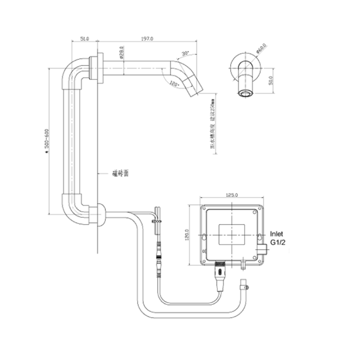 JTP Sensor Matt Black Wall Spout | Sanctuary Bathrooms