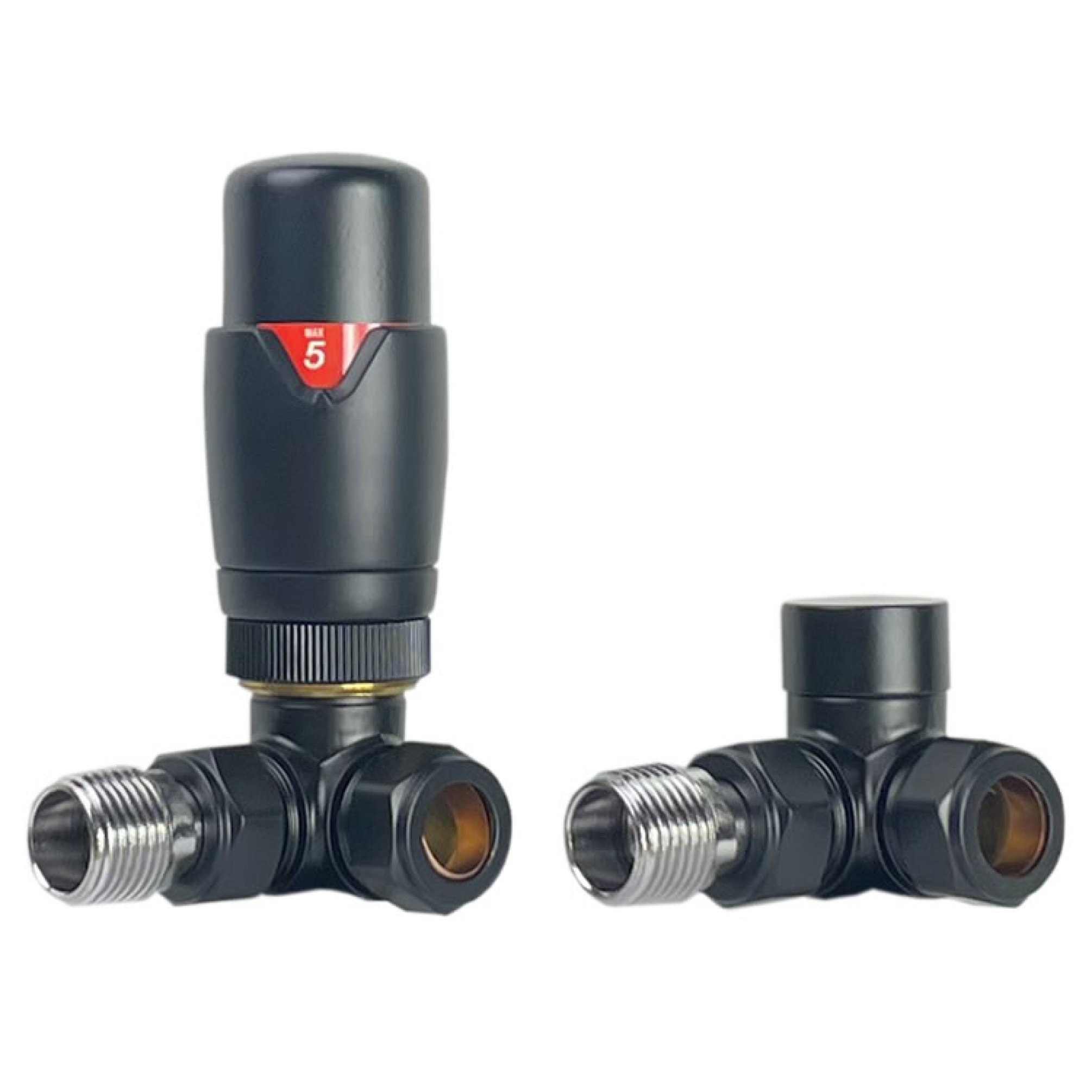 Radox Black Thermostatic Corner Valves | Sanctuary Bathrooms
