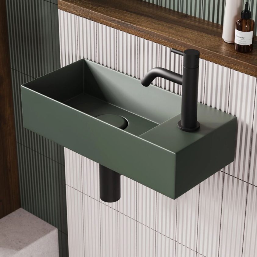 Zero 3 450mm Matt Green Wall Mounted Basin | Sanctuary Bathrooms