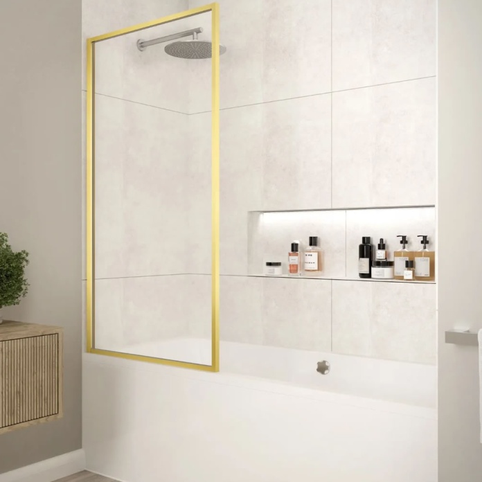 Merlyn MB14 Brass Framed Fixed Bath Screen | Sanctuary