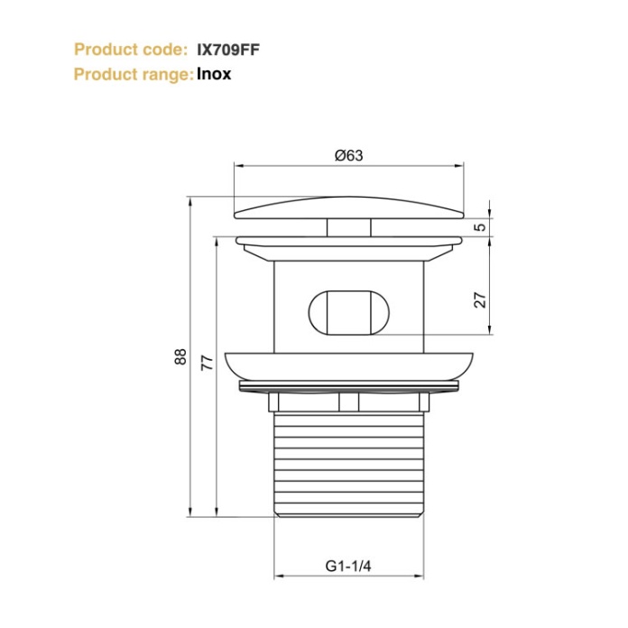 JTP Inox Free Flow Basin Waste | Sanctuary Bathrooms