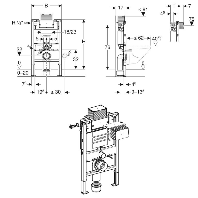 Geberit Duofix 820mm Wall-Hung WC Cistern & Frame | Sanctuary Bathrooms