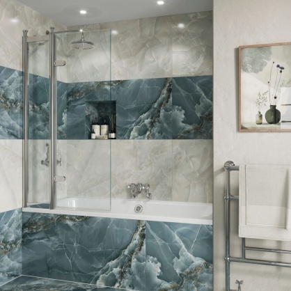 Burlington Classique Silver Hinge Inline Bath Screen | Sanctuary