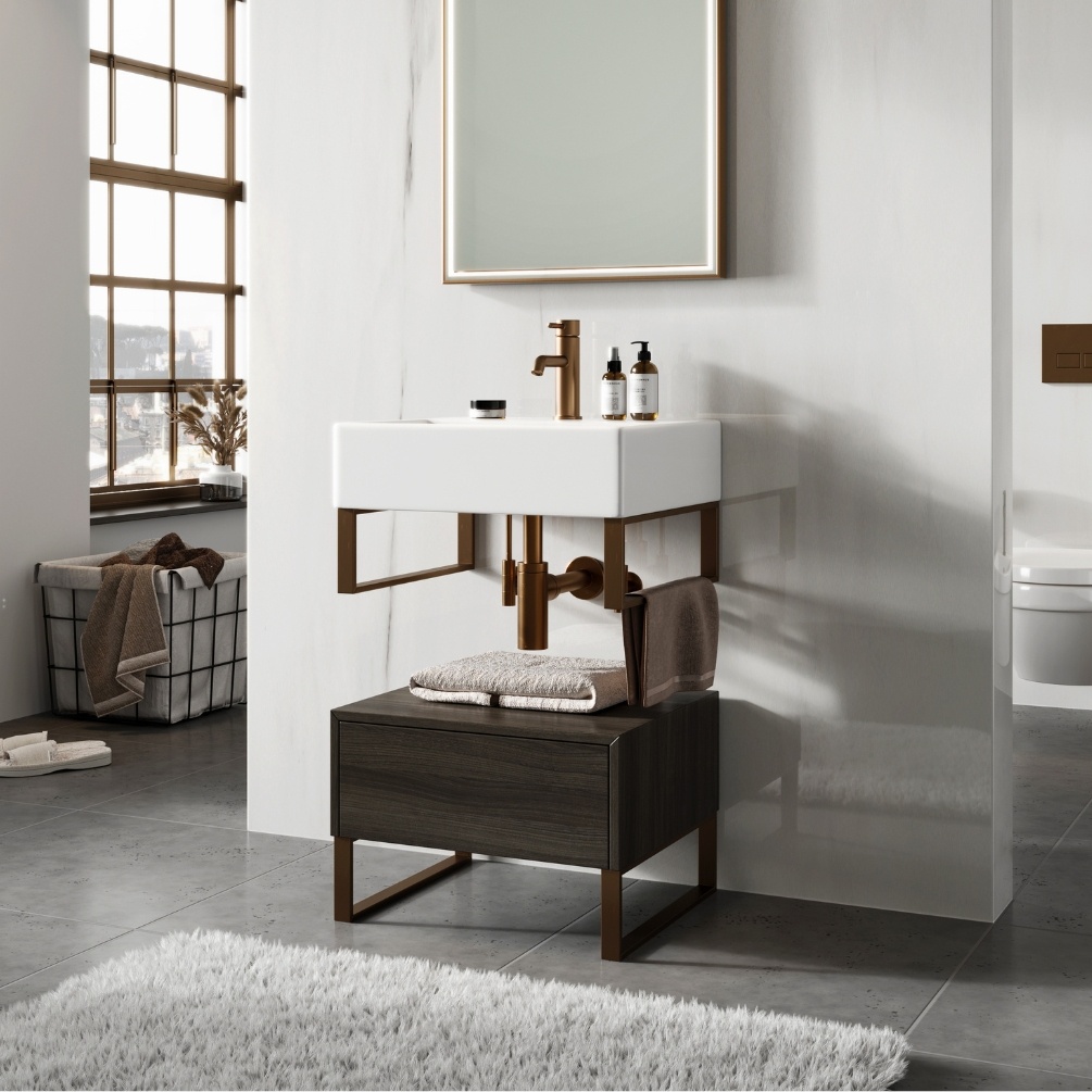 Abacus Concept Pure 500mm Basin & Brushed Bronze Brackets