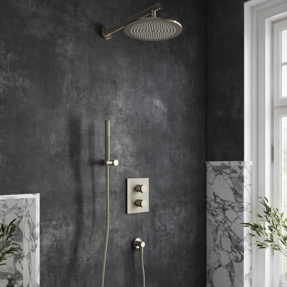 Villeroy & Boch Nickel Round Complete Shower Set | Sanctuary Bathrooms