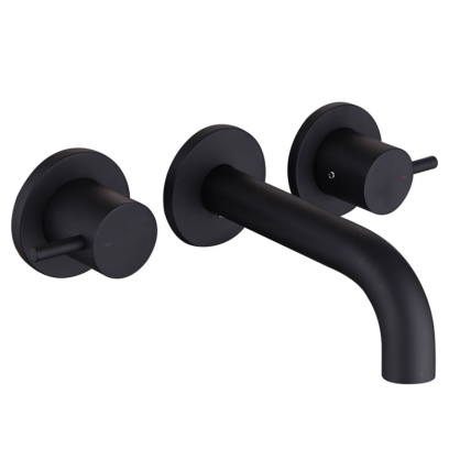 Apex Matt Black 3 Hole Wall-Hung Basin Tap | Sanctuary Bathrooms