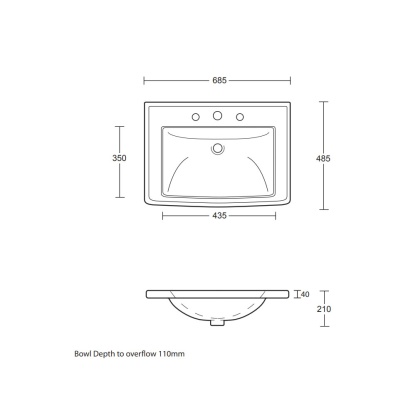 Imperial Fradley Sea Mist 685mm Freestanding 2 Drawer Vanity Unit ...