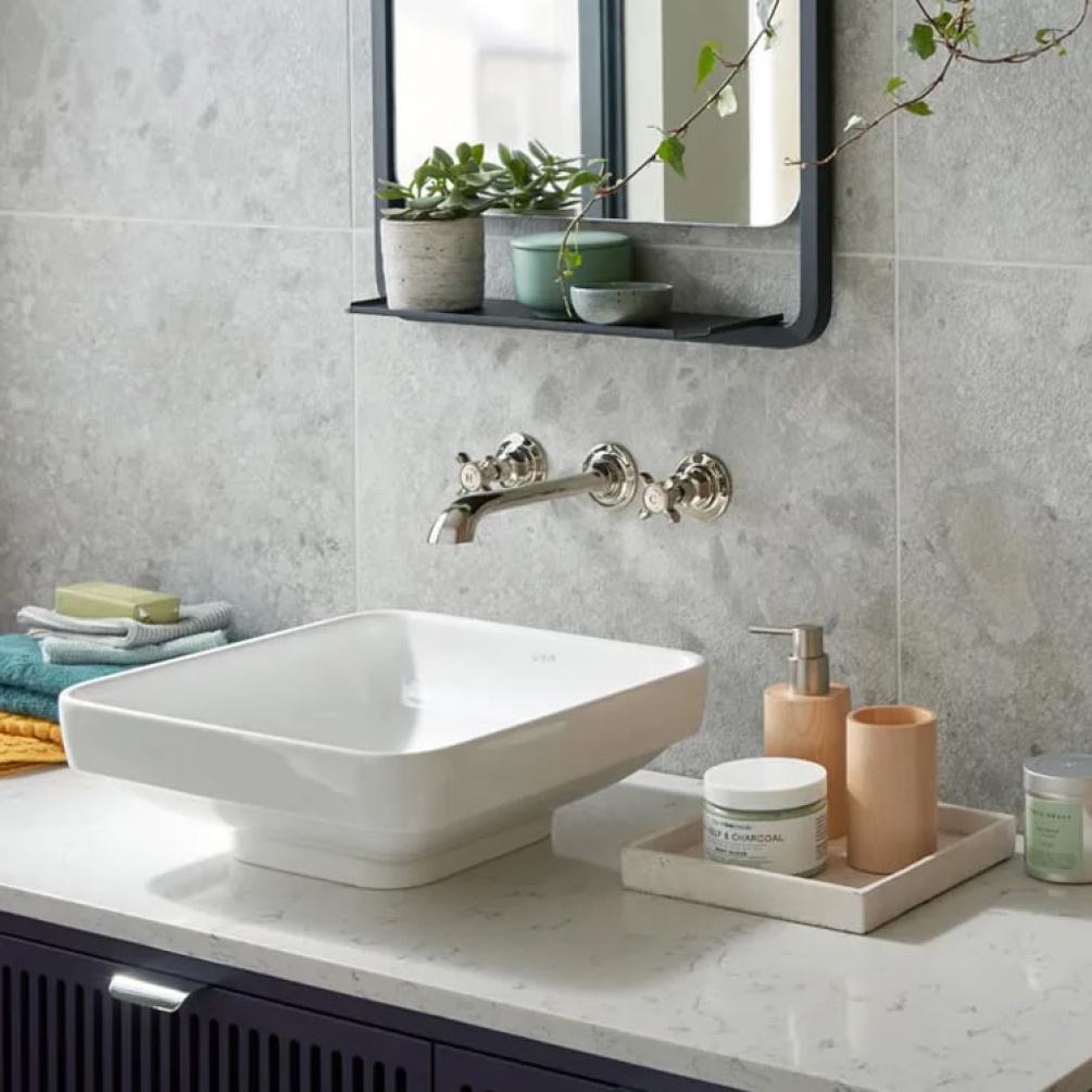 Booth & Co. Axbridge Cross Nickel Wall-Hung Sink Tap