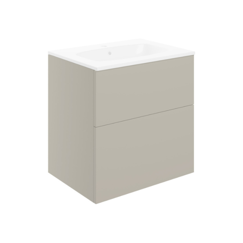 Camden Matt Latte 610mm 2 Drawer Wall Hung Vanity Unit & Basin ...