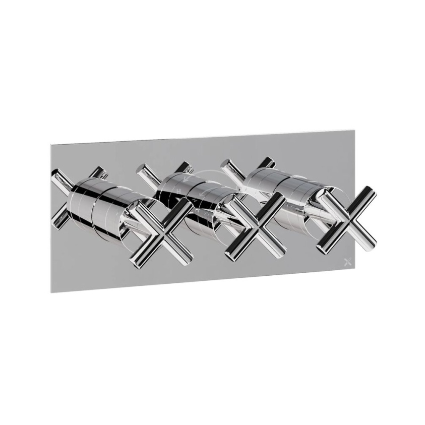 Crosswater MPRO Crosshead Chrome Landscape 2 Outlet 3 Handle Shower Valve