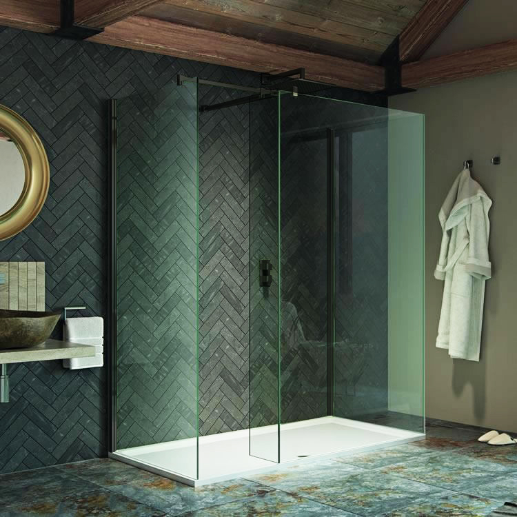 Kudos Ultimate 2 Matt Black 1500mm Walk In Enclosure | Sanctuary Bathrooms