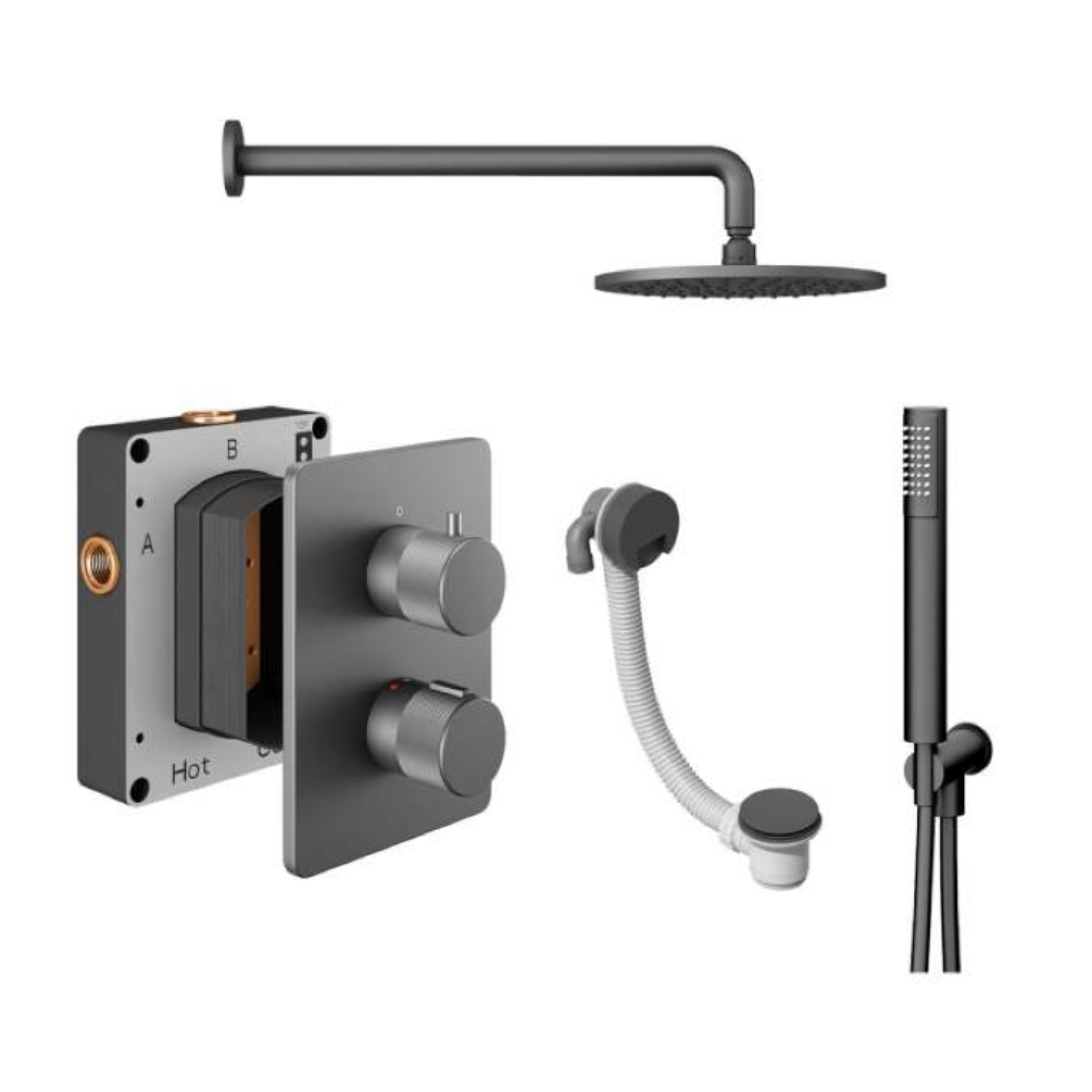 Abacus Iso Pro Anthracite Shower & Bath Filler & Handset