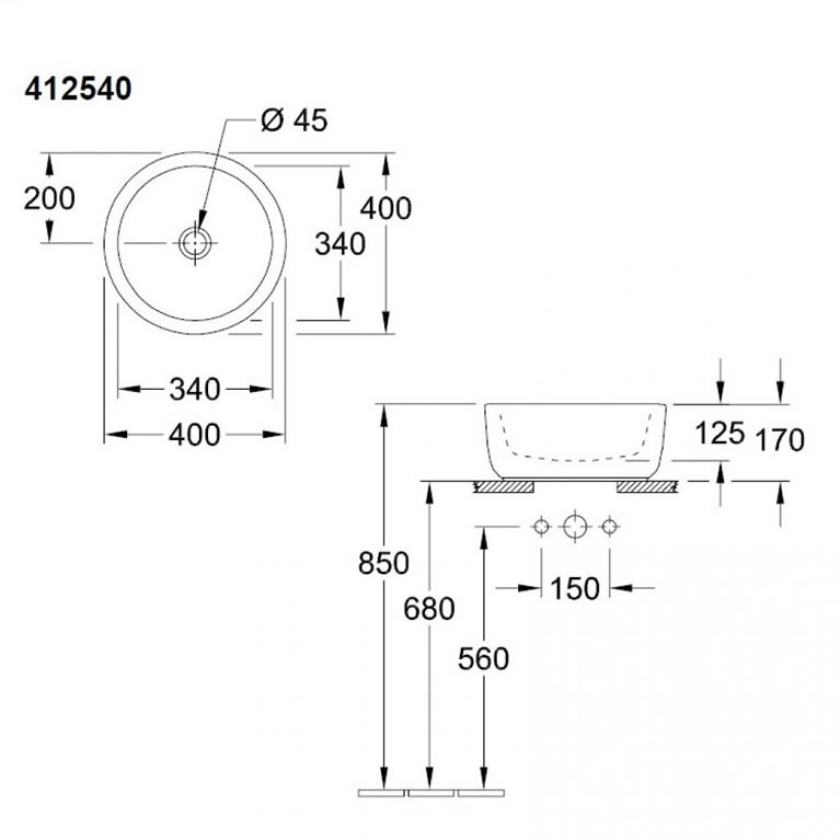 V&B Architectura 400mm Countertop Basin | Sanctuary Bathrooms