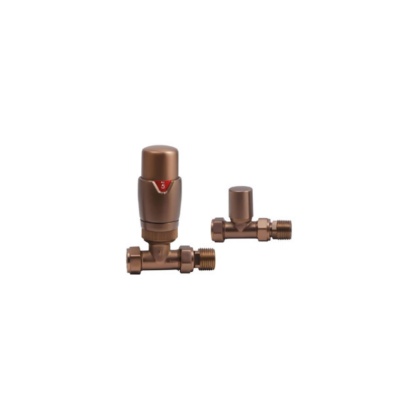 Velaro Bronze Straight Thermostatic Rad Valves | Sanctuary