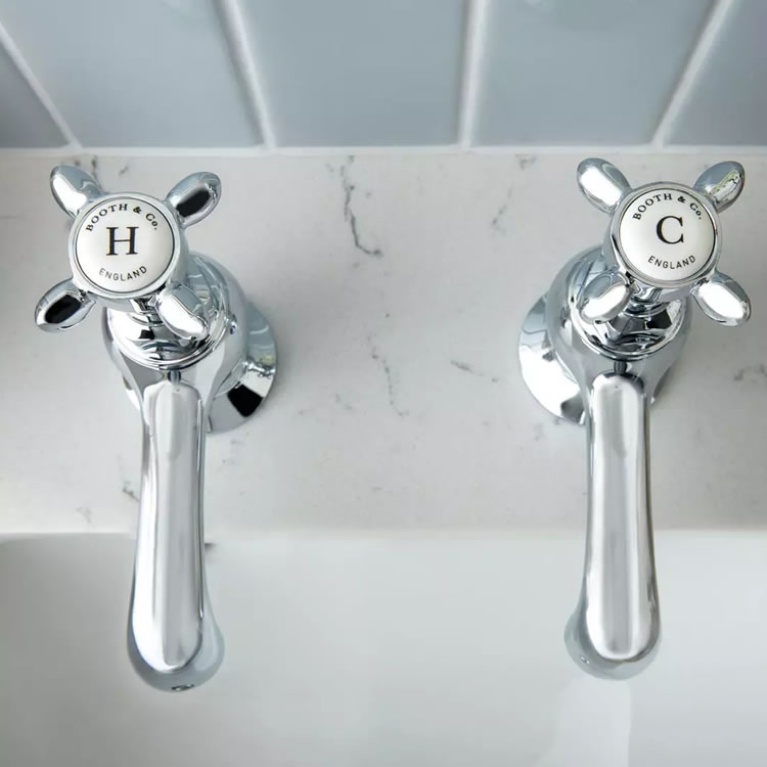 Booth & Co. Axbridge Cross Basin Pillar Taps | Sanctuary Bathrooms