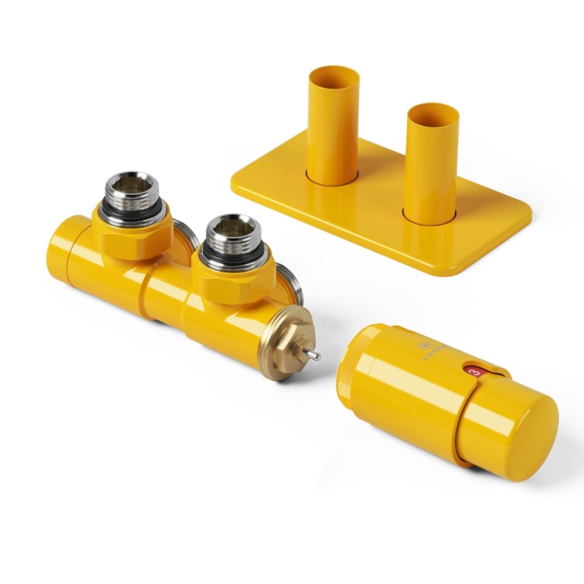 Terma Twins Mustard Right Side Angled Rad Valve | Sanctuary