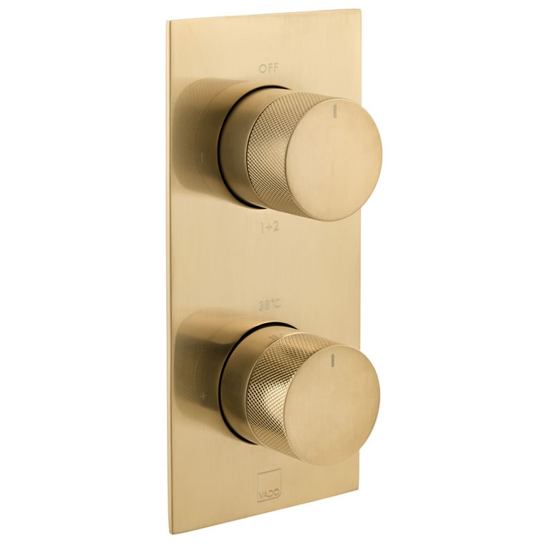 Vado Individual Knurled Gold 2 Way Shower Valve | Sanctuary Bathrooms