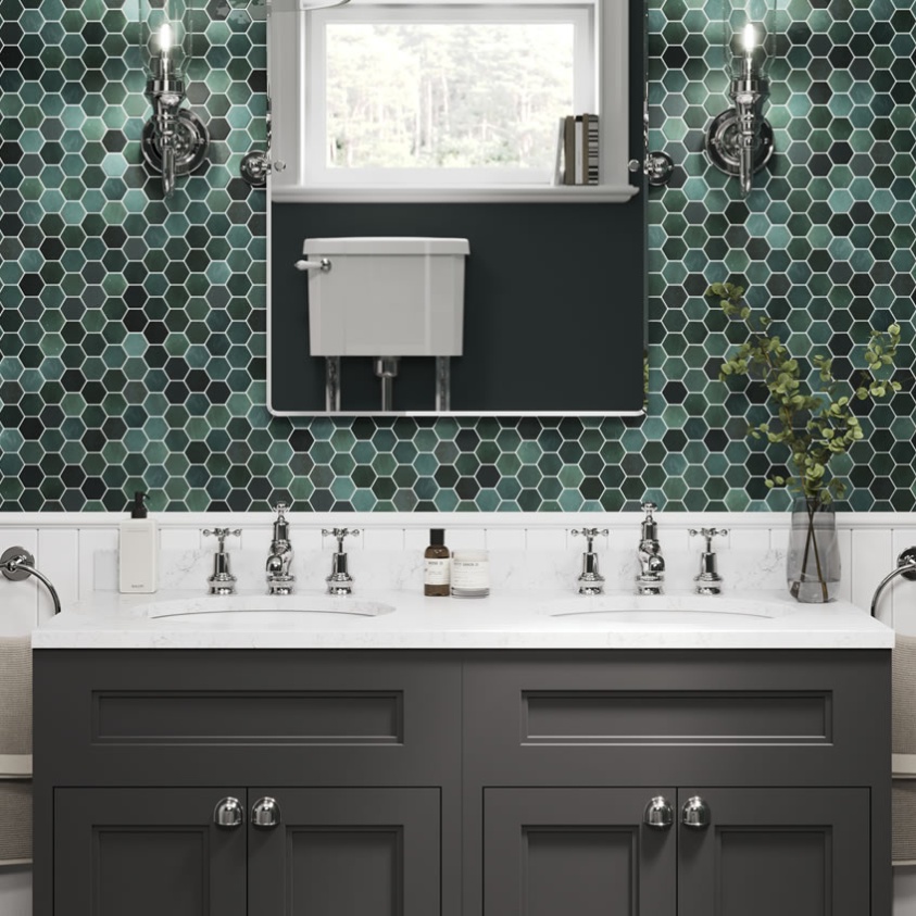 Burlington Matt Black 1300mm Vanity Unit & Double Worktop