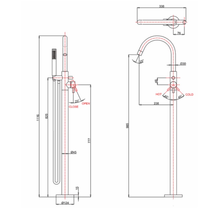 Crosswater MPRO Brass Floorstanding Bath Mixer | Sanctuary Bathrooms