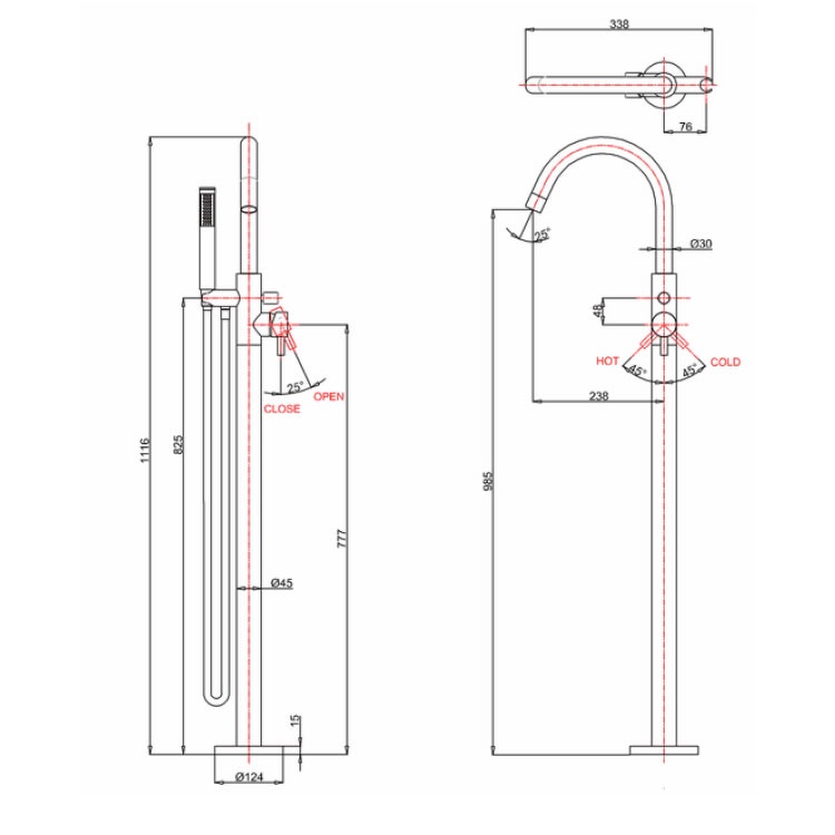 Crosswater MPRO Brass Floorstanding Bath Mixer | Sanctuary Bathrooms