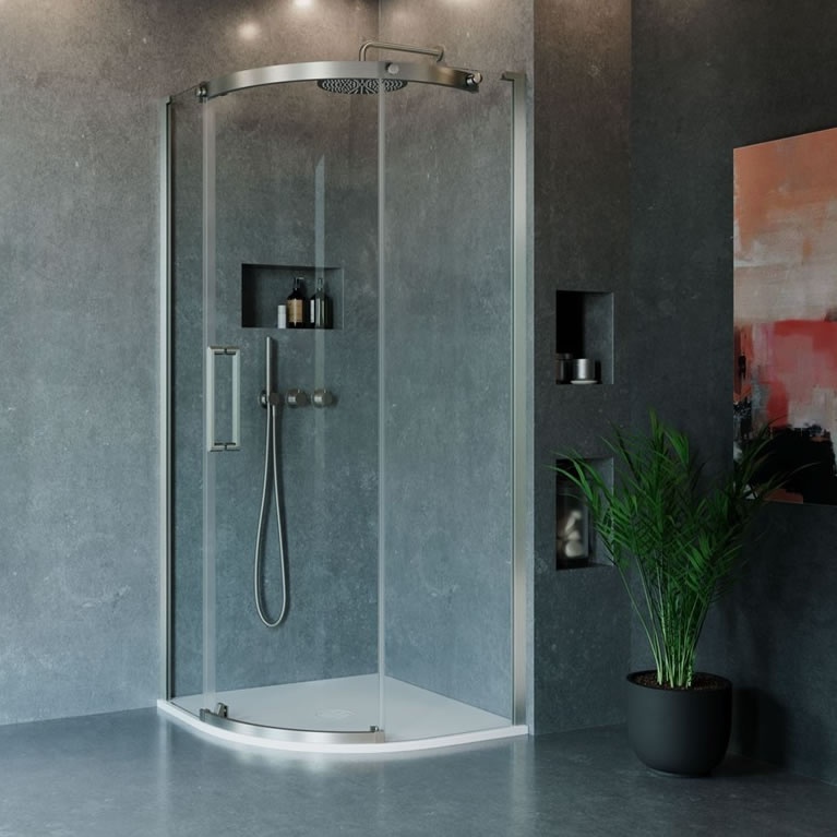 Crosswater Optix 10 Brushed Steel Shower Quadrant | Sanctuary Bathrooms