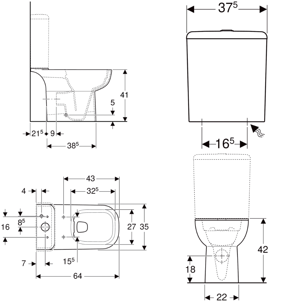Geberit Smyle Rimfree Close Coupled Toilet | Sanctuary Bathrooms
